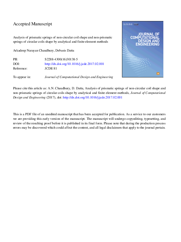 (PDF) Analysis of Prismatic Springs of Non-circular Coil Shape Using ...