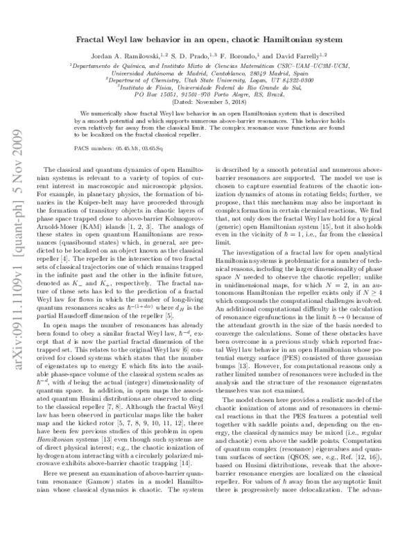 (PDF) Fractal Weyl law behavior in an open Hamiltonian system