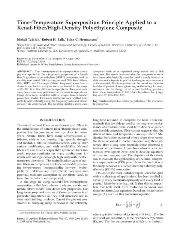 (PDF) Time-temperature superposition principle applied to a kenaf-fiber ...
