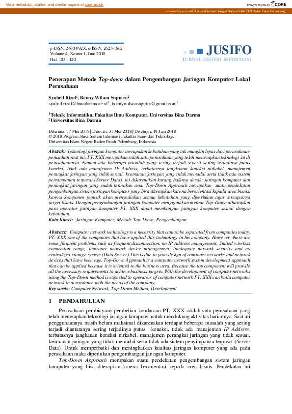 (PDF) Penerapan Metode Top-down dalam Pengembangan Jaringan Komputer Lokal Perusahaan