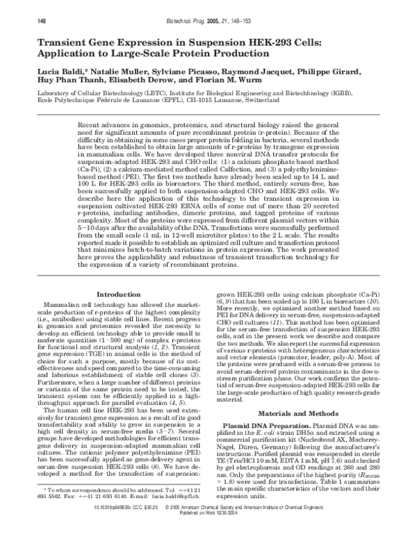 (PDF) Transient Gene Expression in Suspension HEK-293 Cells ...