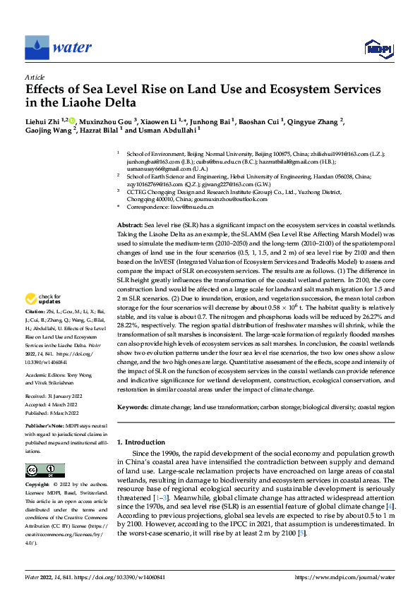 (PDF) Effects of Sea Level Rise on Land Use and Ecosystem Services in ...