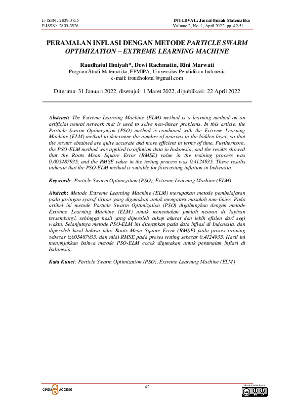 (PDF) Peramalan Inflasi Dengan Metode Particle Swarm Optimization ...