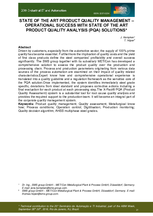 (PDF) State of the Art Product Quality Management – Operational Success ...