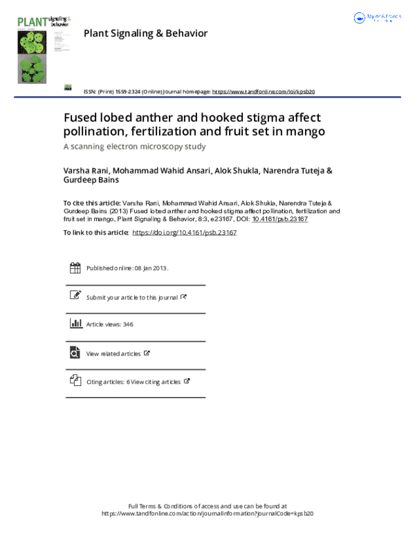 (PDF) Fused lobed anther and hooked stigma affect pollination ...