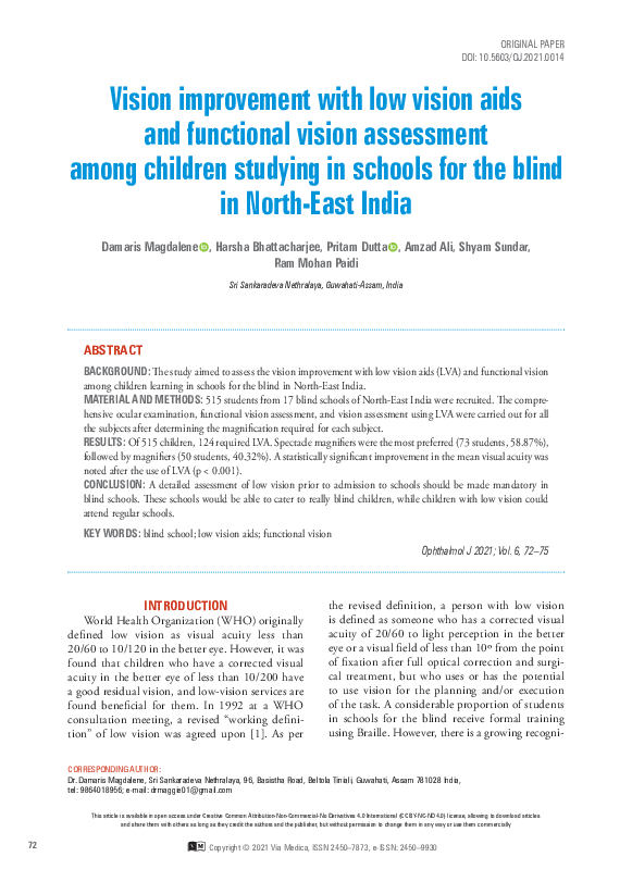 (PDF) Vision improvement with low vision aids and functional vision ...