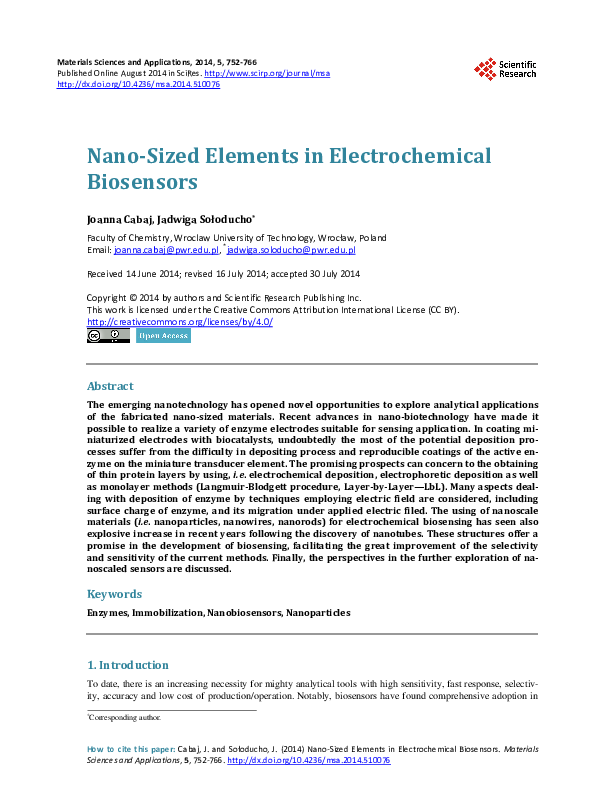 (PDF) Nano-Sized Elements in Electrochemical Biosensors