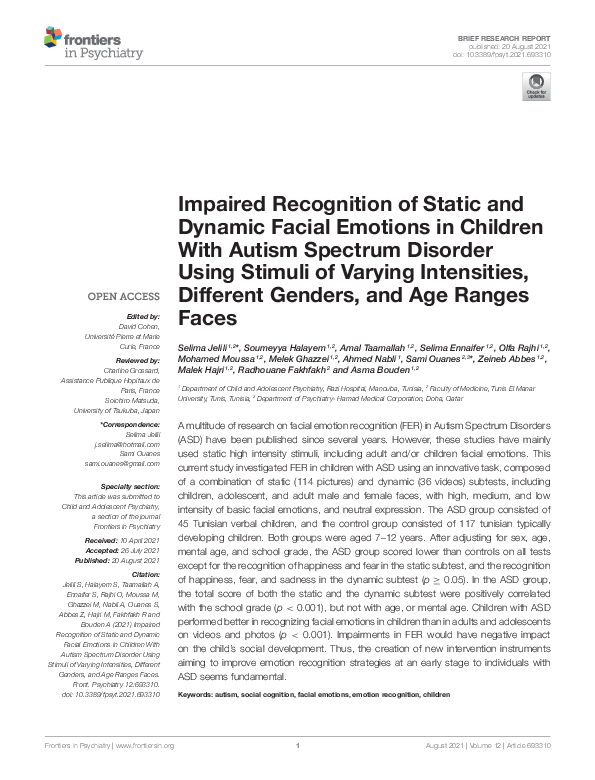 (PDF) Impaired Recognition of Static and Dynamic Facial Emotions in ...
