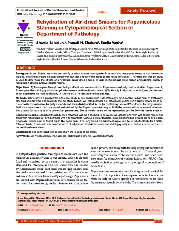 (PDF) Rehydration of Air-dried Smears for Papanicolaou Staining in ...