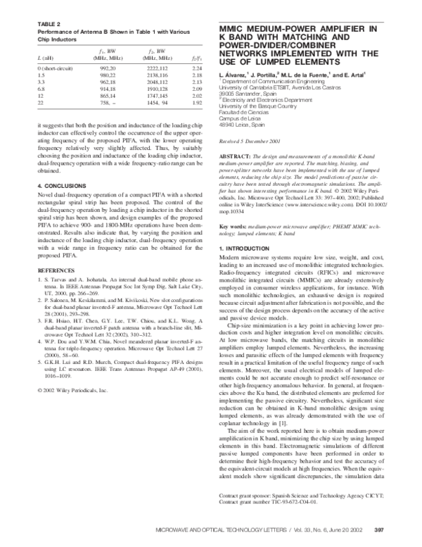 (PDF) MMIC medium-power amplifier in K band with matching and power ...