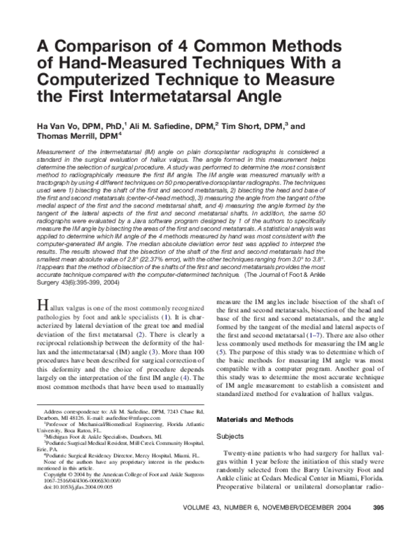 (PDF) A comparison of 4 common methods of hand-measured techniques with ...