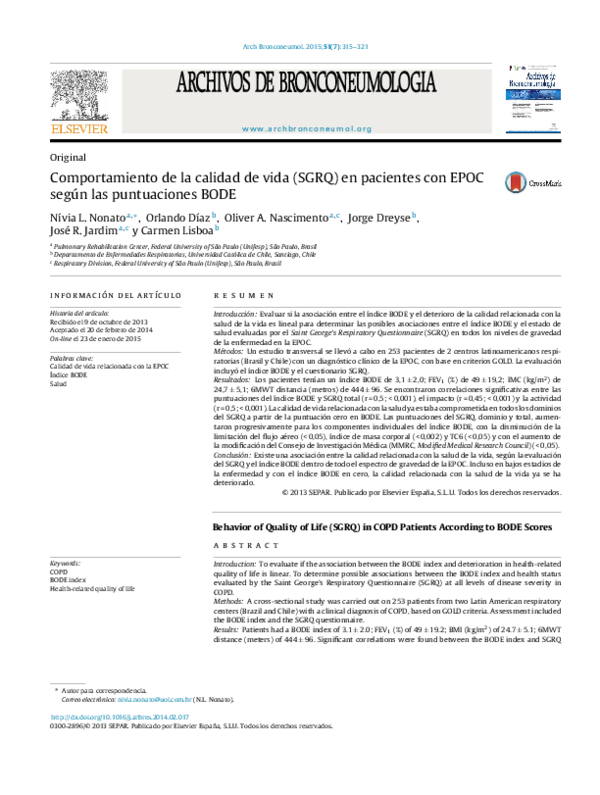 (PDF) Comportamiento de la calidad de vida (SGRQ) en pacientes con EPOC ...