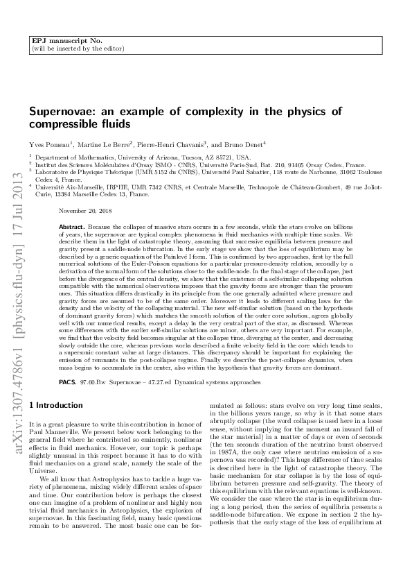 (PDF) Supernovae: An example of complexity in the physics of ...