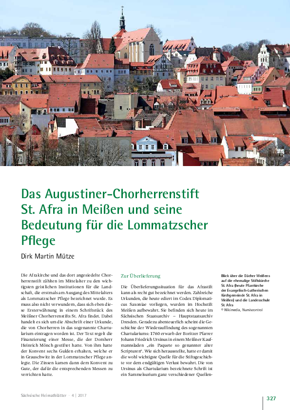 (PDF) Augustiner-Chorherrenstift St. Afra in Meißen und seine Bedeutung ...
