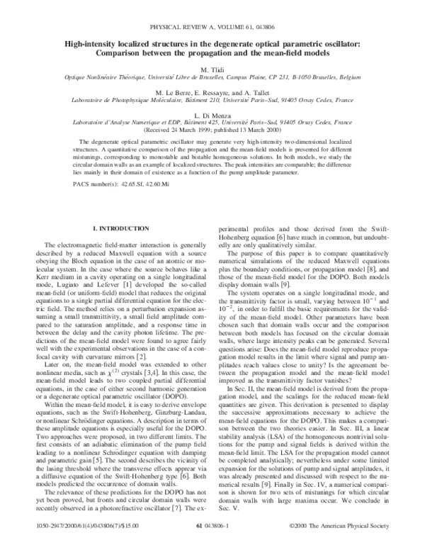 (PDF) Localized Structures in Optical Parametric Oscillators