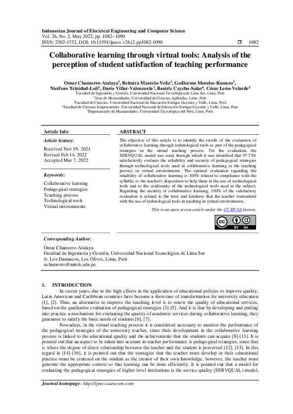 (PDF) Collaborative learning through virtual tools: Analysis of the perception of student ...