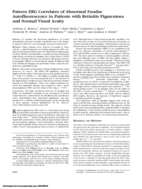 (PDF) Pattern ERG Correlates of Abnormal Fundus Autofluorescence in ...