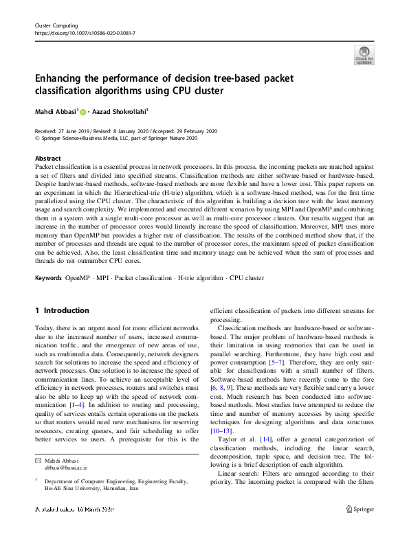 (PDF) Enhancing the performance of decision tree-based packet classification algorithms using ...