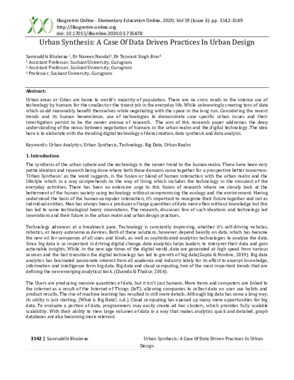 (PDF) Urban Synthesis: A Case Of Data Driven Practices In Urban Design