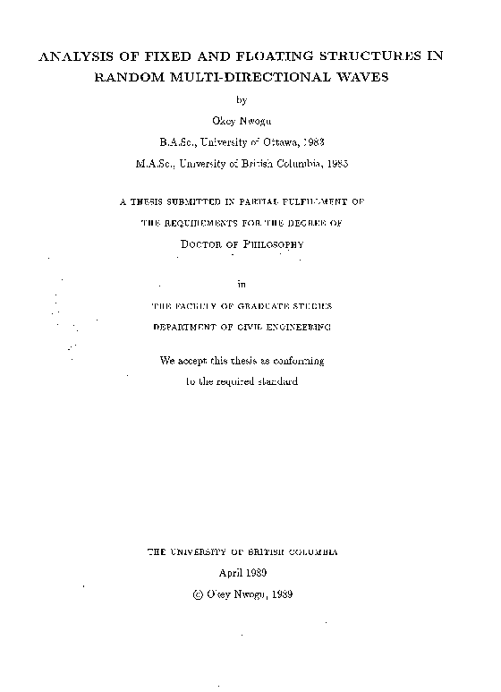 (PDF) Analysis of fixed and floating structures in random multi ...