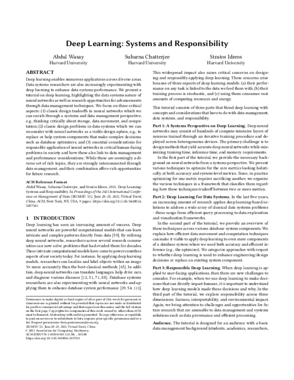 (PDF) Deep Learning: Systems and Responsibility