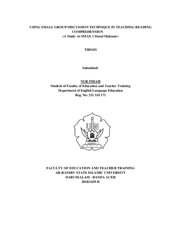 (PDF) Using Small Group Discussion Technique in Teaching Reading Comprehension (A Study at SMAN ...
