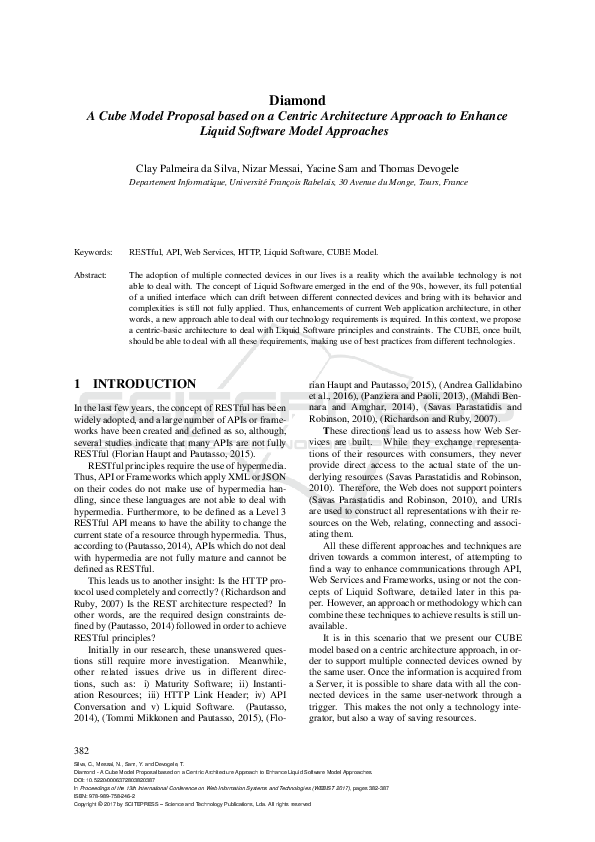 (PDF) Diamond - A Cube Model Proposal based on a Centric Architecture Approach to Enhance Liquid ...