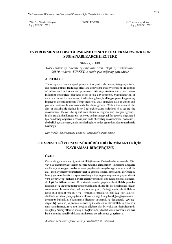 (PDF) Environmental Discourse and Conceptual Framework for Sustainable ...