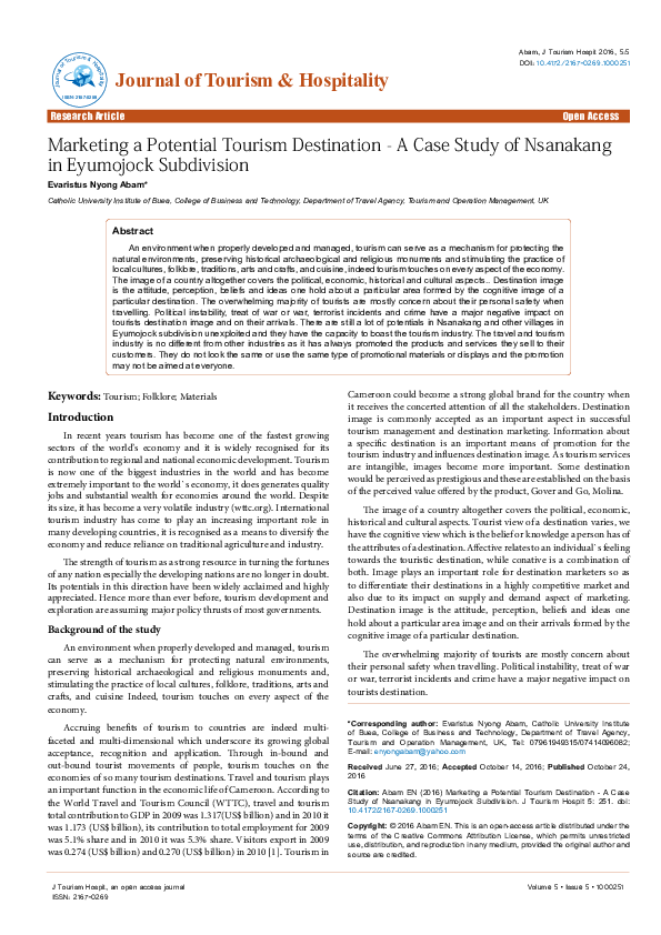(PDF) Marketing a Potential Tourism Destination - A Case Study of ...