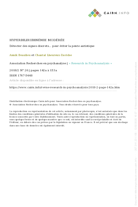 (PDF) Hyperbilirubinémie modérée