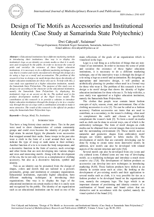 (PDF) Design of Tie Motifs as Accessories and Institutional Identity ...