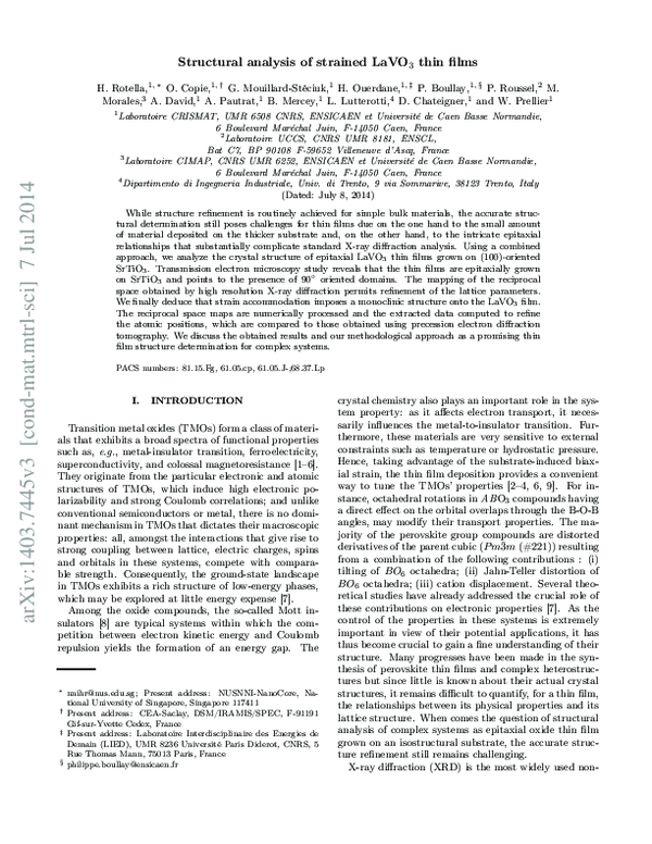 (PDF) A Combined Structural Analysis Refinement of a Strained LaVO $ _3 $ Thin Films