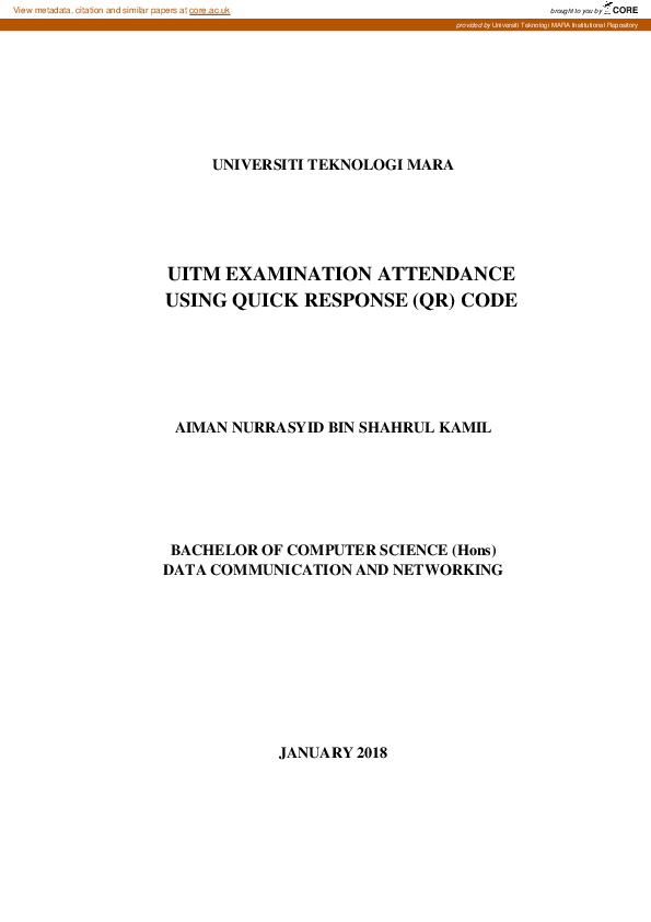 (PDF) UiTM examination attendance using quick response (QR) code ...