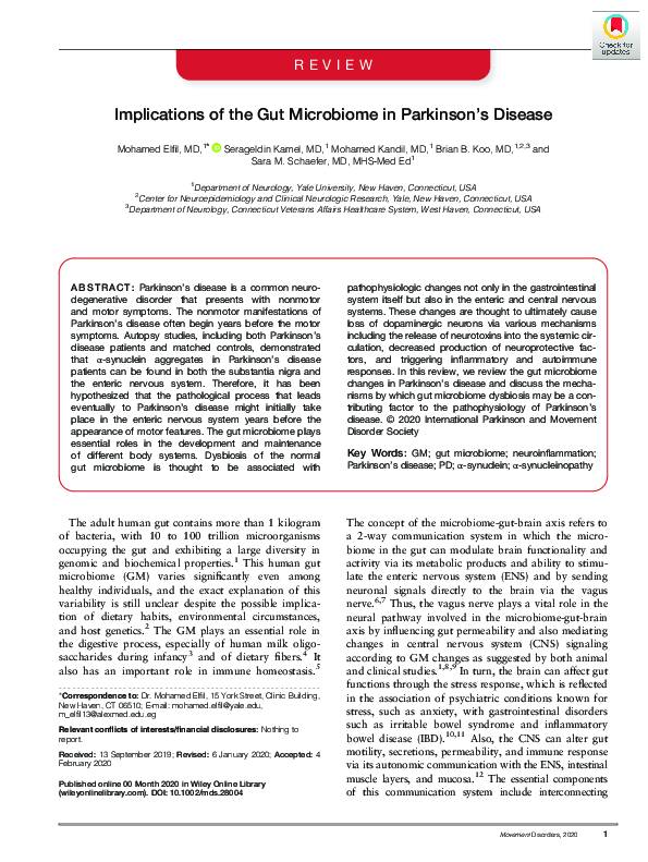 (PDF) Implications of the Gut Microbiome in Parkinson's Disease