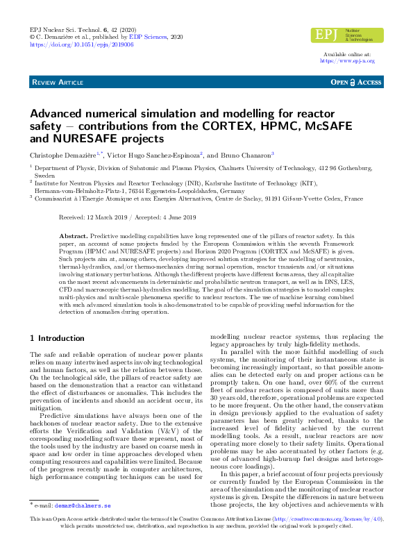 (PDF) Advanced numerical simulation and modelling for reactor safety − ...