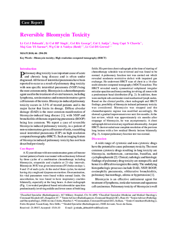 (PDF) Reversible bleomycin toxicity