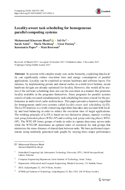 Pdf Locality Aware Task Scheduling For Homogeneous Parallel Computing Systems Mats Brorsson