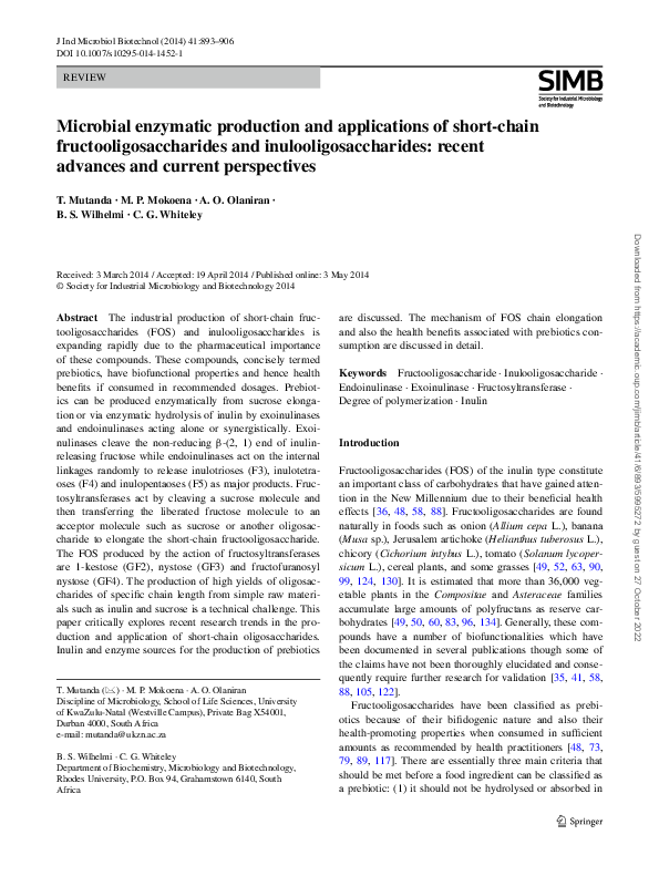 (PDF) Microbial enzymatic production and applications of short-chain ...