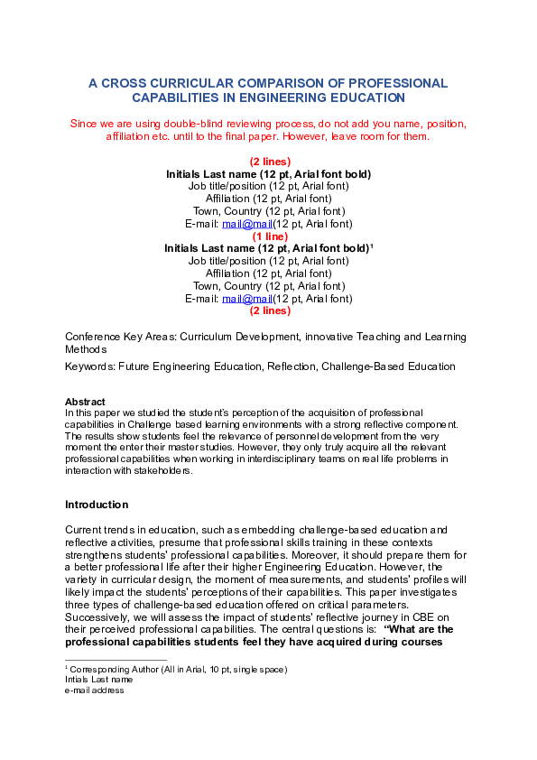 (DOC) A cross curricular Comparison of Professional Capabilities in ...