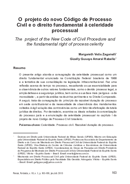 (PDF) O projeto do novo Código de Processo Civil e o direito ...