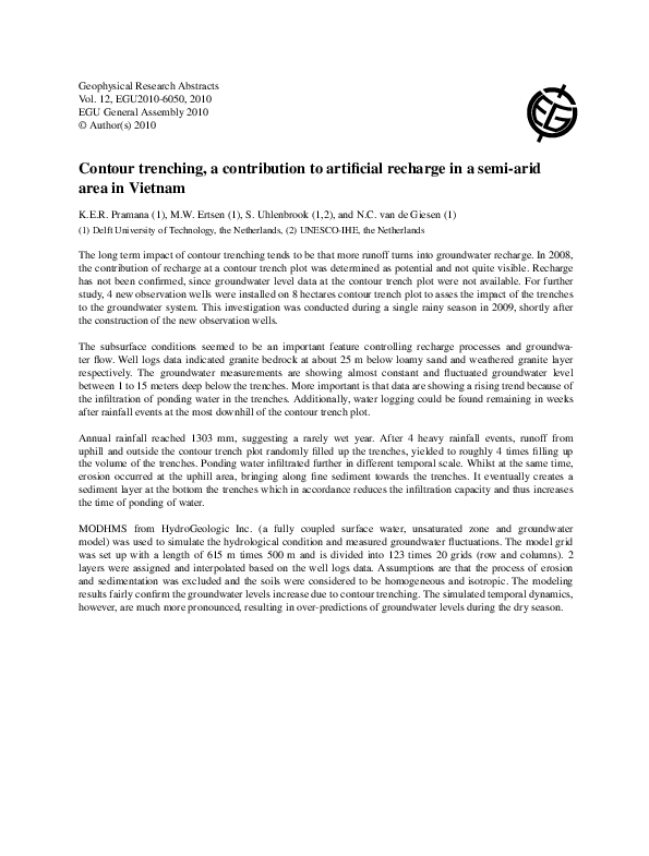 (PDF) Contour trenching, a contribution to artificial recharge in a ...
