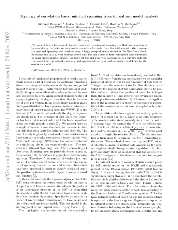 Pdf Topology Of Correlation Based Minimal Spanning Trees In Real And