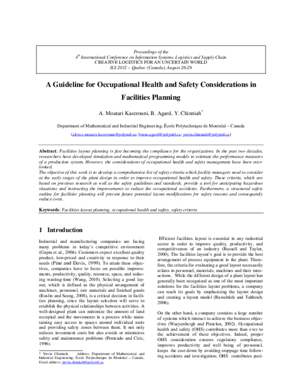 (PDF) A Guideline for Occupational Health and Safety Considerations in ...