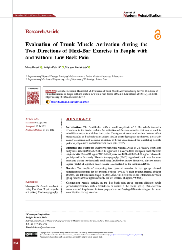(PDF) Evaluation of Trunk Muscle Activation during the Two Directions ...