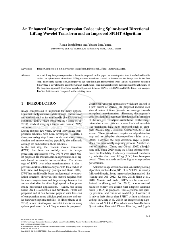 (PDF) An Enhanced Image Compression Codec using Spline-based Directional Lifting Wavelet ...