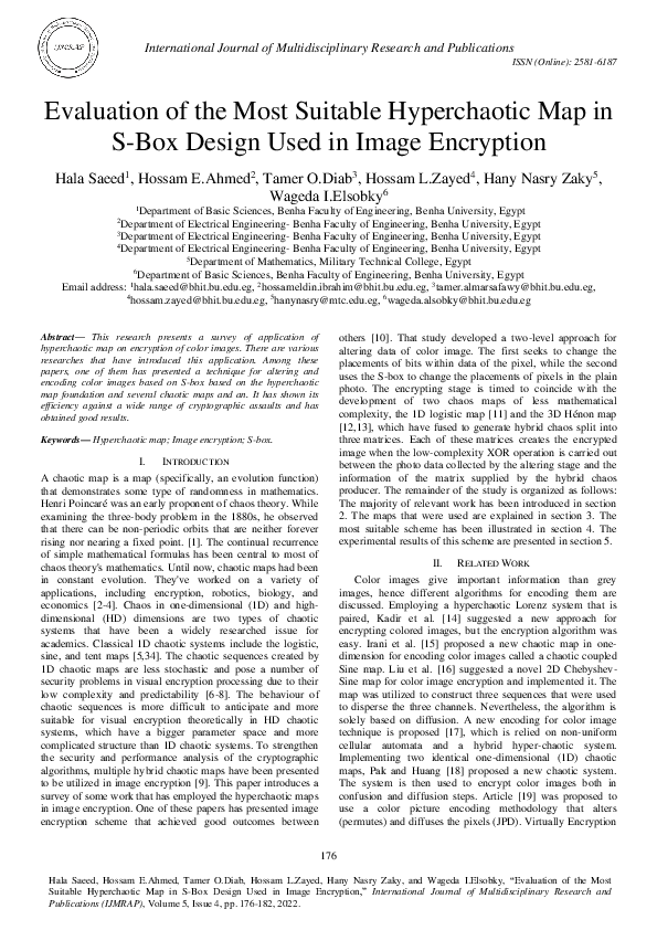 (PDF) Evaluation of the Most Suitable Hyperchaotic Map in S-Box Design Used in Image Encryption