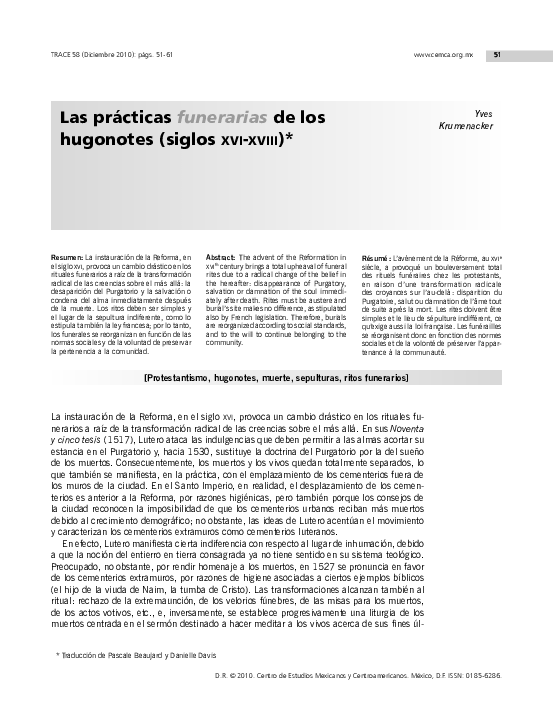 (PDF) Las prácticas funerarias de los hugonotes (siglos XVI-XVIII)
