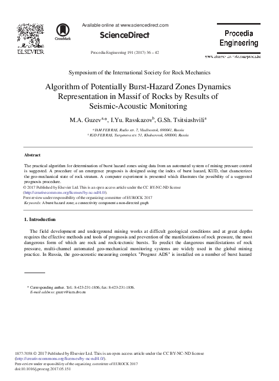 (PDF) Algorithm of Potentially Burst-hazard Zones Dynamics ...