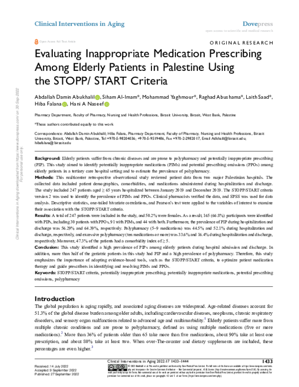 (PDF) Evaluating Inappropriate Medication Prescribing Among Elderly ...