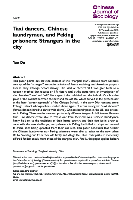 (PDF) Taxi dancers, Chinese laundrymen, and Peking prisoners: Strangers ...
